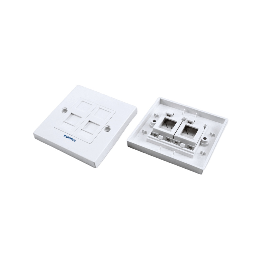 Repotec 2 Port Face Plate - 86x86mm Shutter Type | Platforms Hub